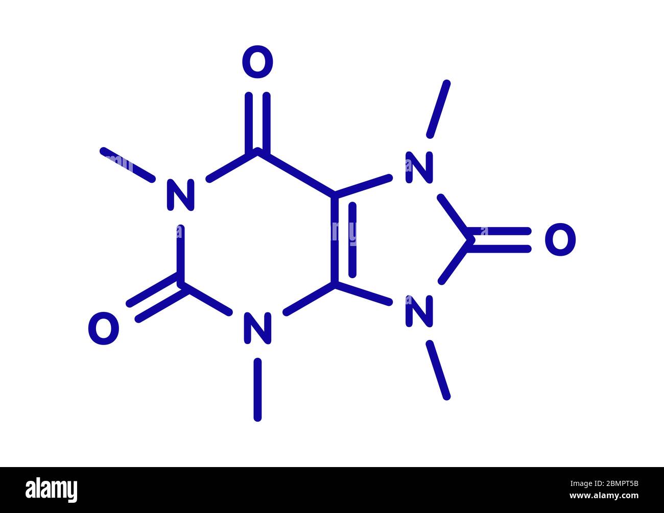 Theacrine molecule. Caffeine analog present in kucha tea. Skeletal ...