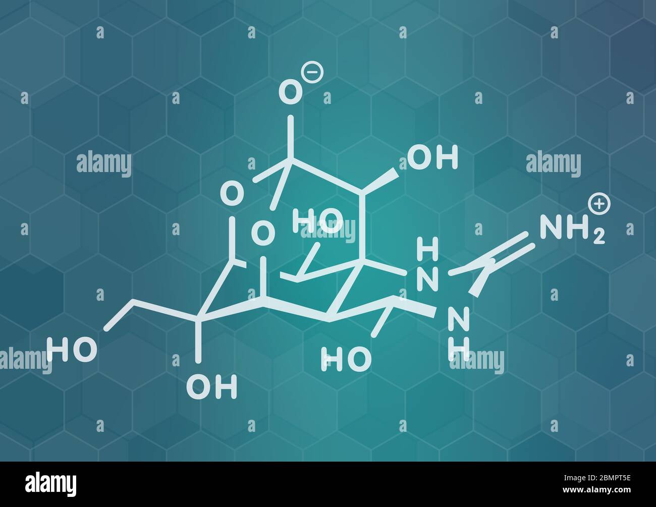 Tetrodotoxin (TTX) pufferfish neurotoxin molecule. Skeletal formula ...