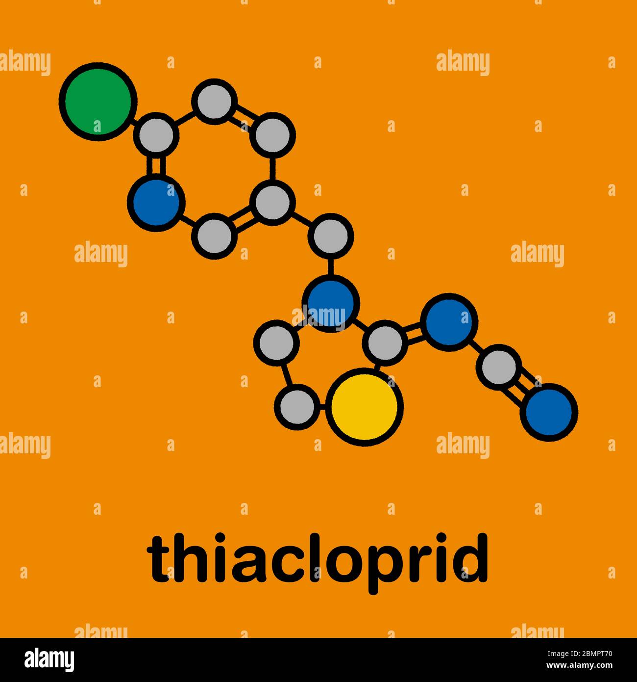 Thiacloprid insecticide molecule (neonicotinoid class). Stylized ...