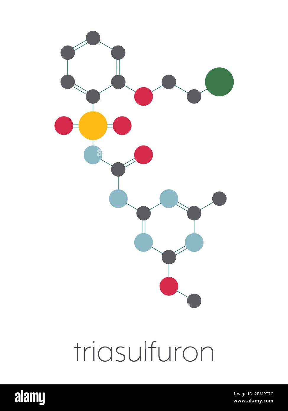 Triasulfuron herbicide molecule. Stylized skeletal formula (chemical ...