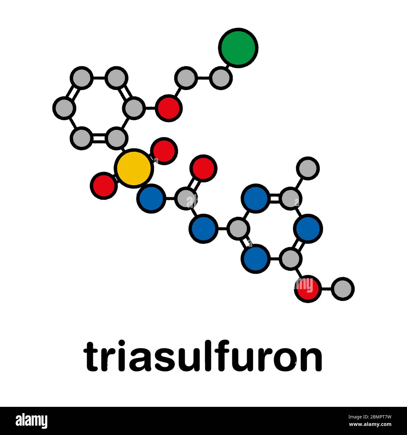 Triasulfuron herbicide molecule. Stylized skeletal formula (chemical ...
