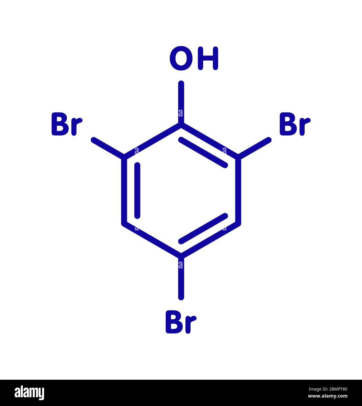 Tribromophenol (TBP, 2,4,6-Tribromophenol) molecule. Used as fungicide ...