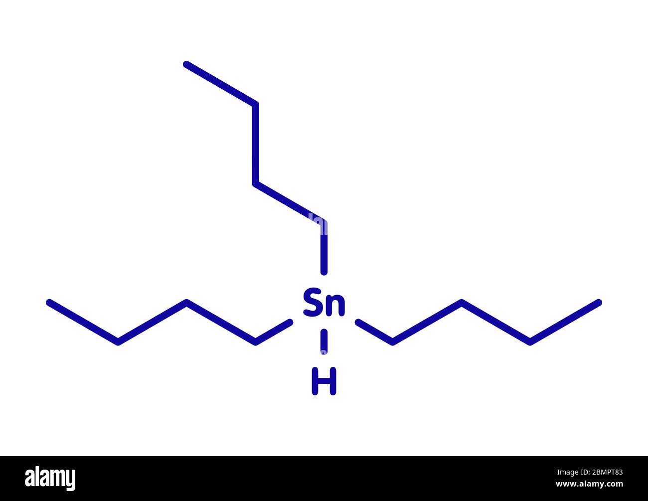 Tributyltin hydride molecule. Organotin reagent, used in organic ...