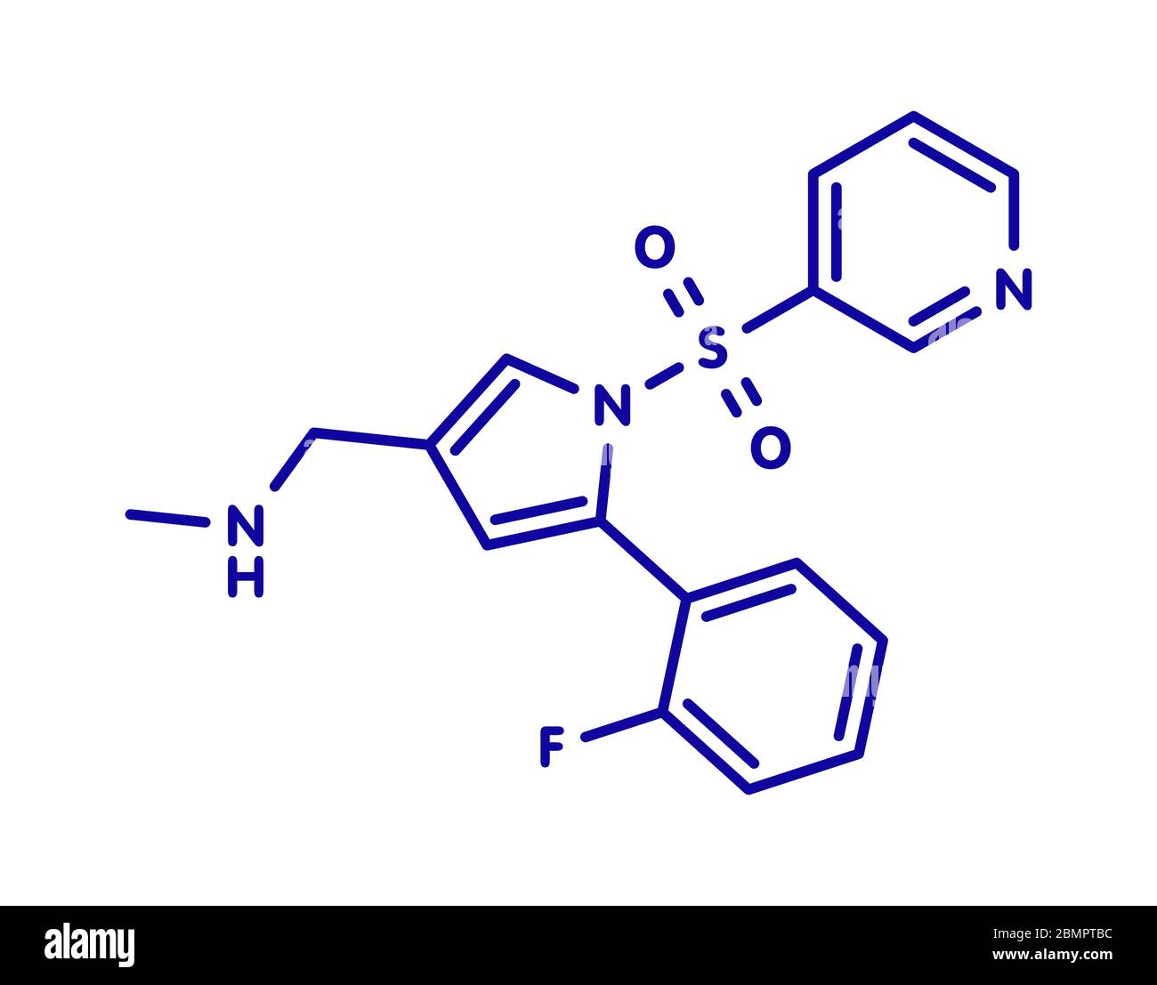 Vonoprazan drug molecule. Skeletal formula Stock Photo - Alamy