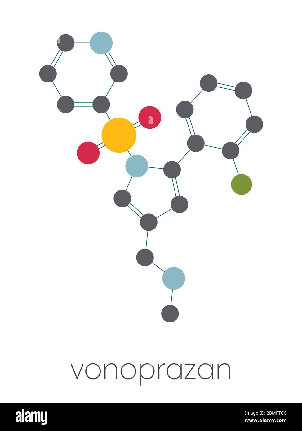 Vonoprazan drug molecule. Stylized skeletal formula (chemical structure ...