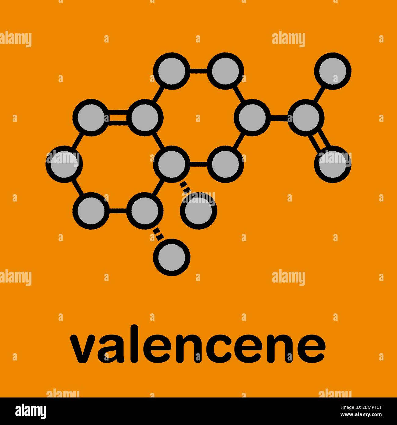 Valencene citrus fruit aroma molecule. Stylized skeletal formula ...