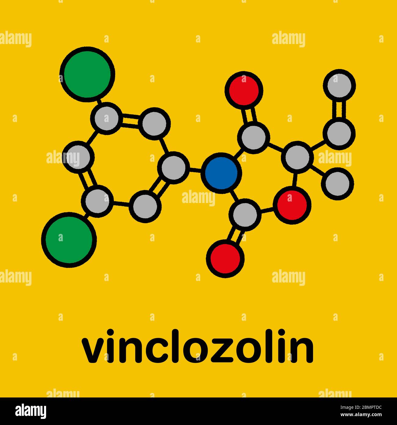 Vinclozolin fungicide molecule. Stylized skeletal formula (chemical ...