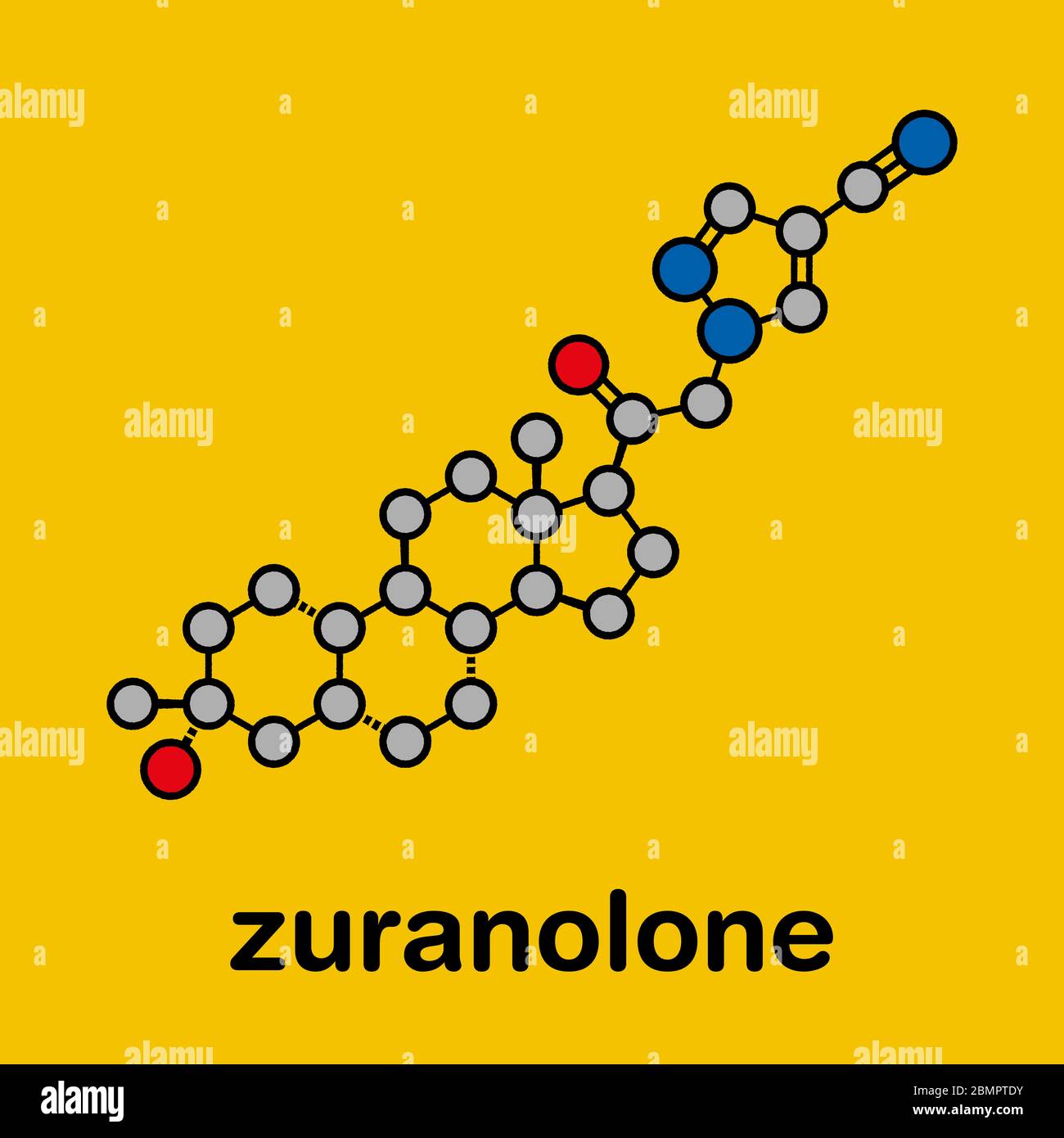 Zuranolone drug molecule. Stylized skeletal formula (chemical structure ...