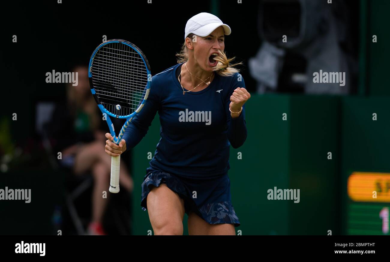 Yulia Putintseva of Kazakhstan in action during her quarter-final match ...