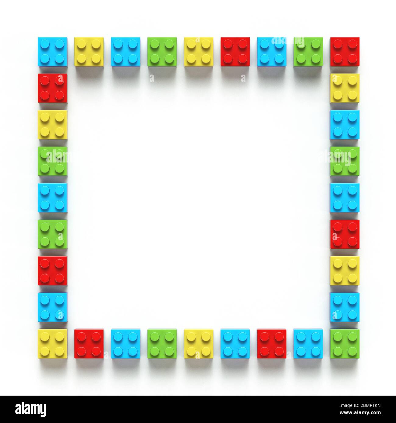 Square made of colorful toy bricks 3D render illustration isolated on ...