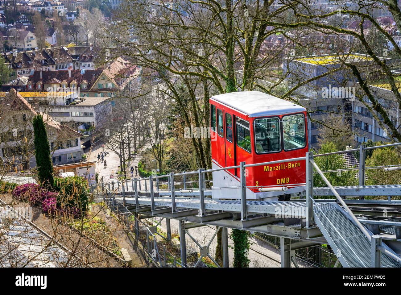 Bernese Marzili red wagon, funicular railway, cable car, inner city ...