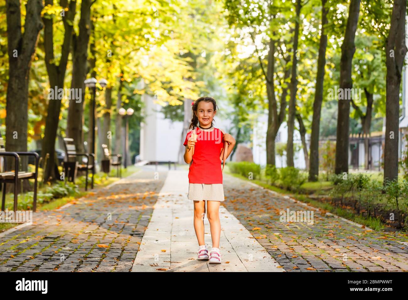 schoolgirl going to school alone Stock Photo - Alamy