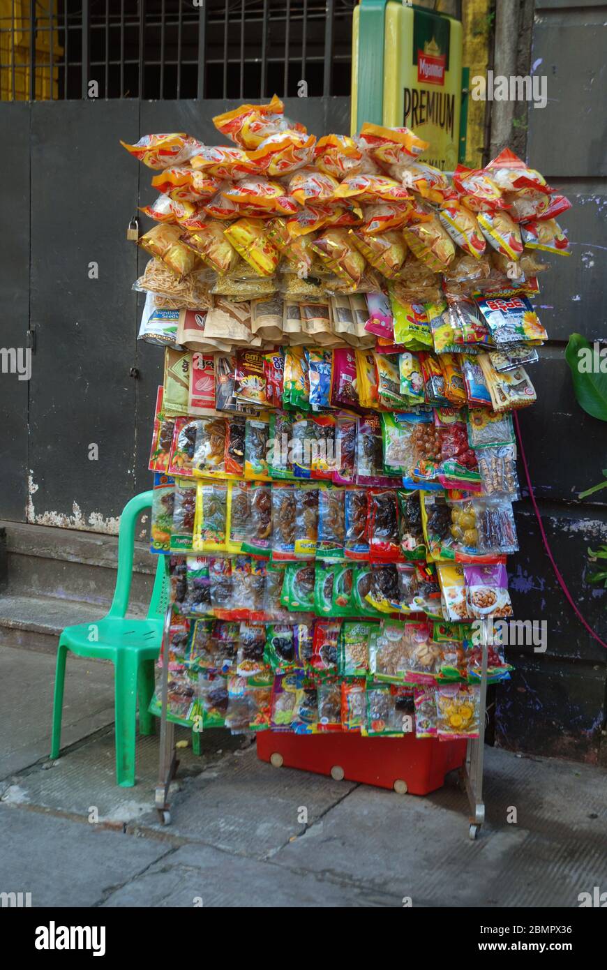 Snack stand, Yangon, Myanmar, Asia Stock Photo - Alamy