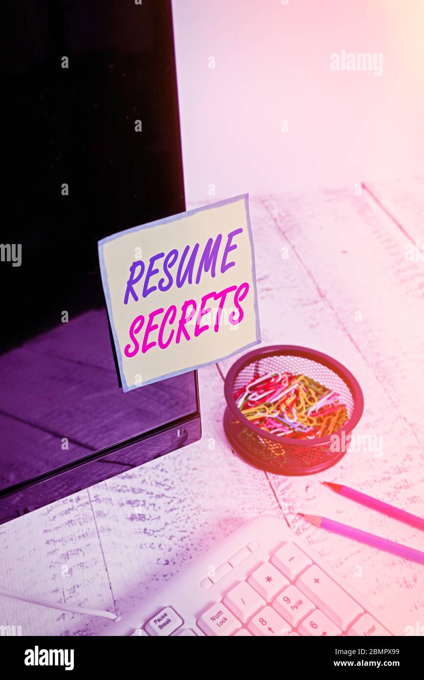 Conceptual hand writing showing Resume Secrets. Concept meaning Tips on ...