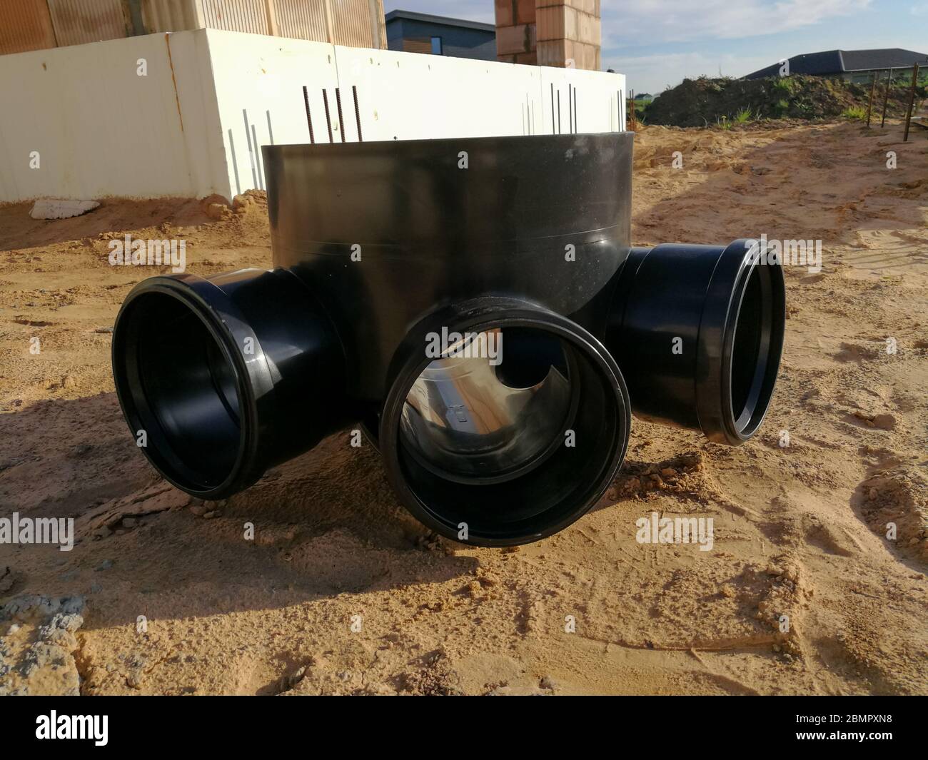 Multi junction drain pipe fitting in construction site for house sewage ...