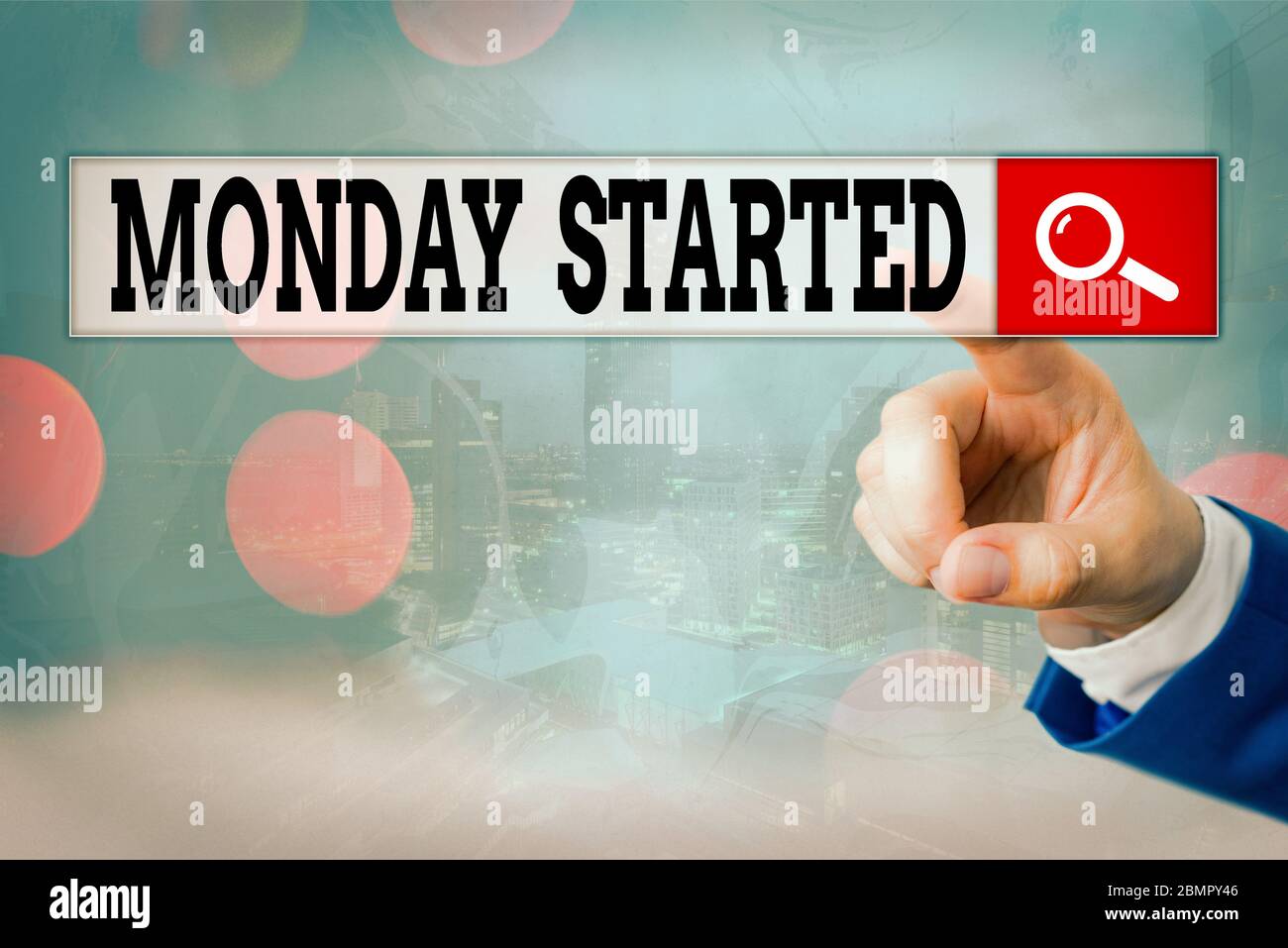 Writing note showing Monday Started. Business concept for getting ready ...