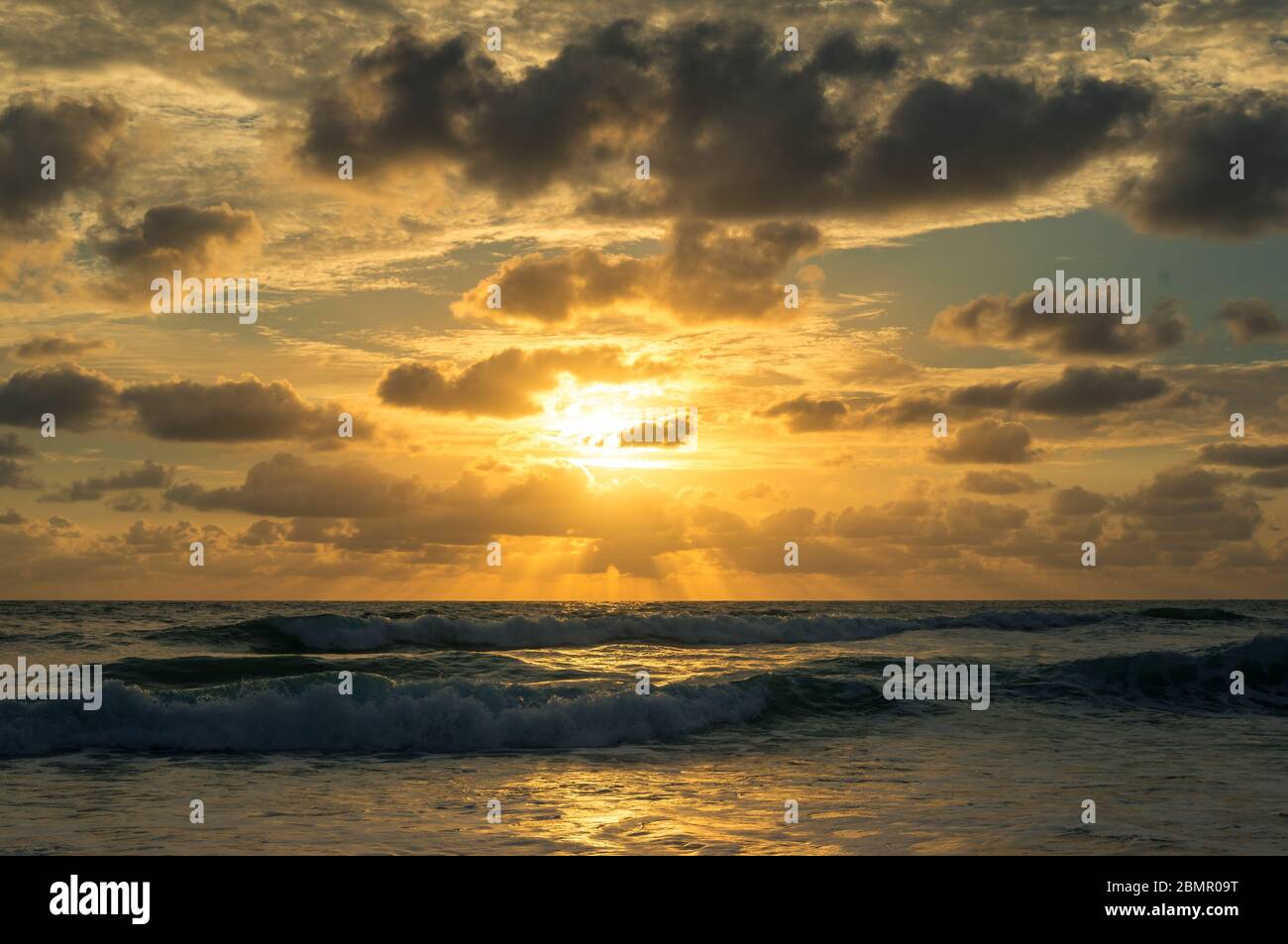 Summer seaside scenery beach sunset, sunrise background with golden ...