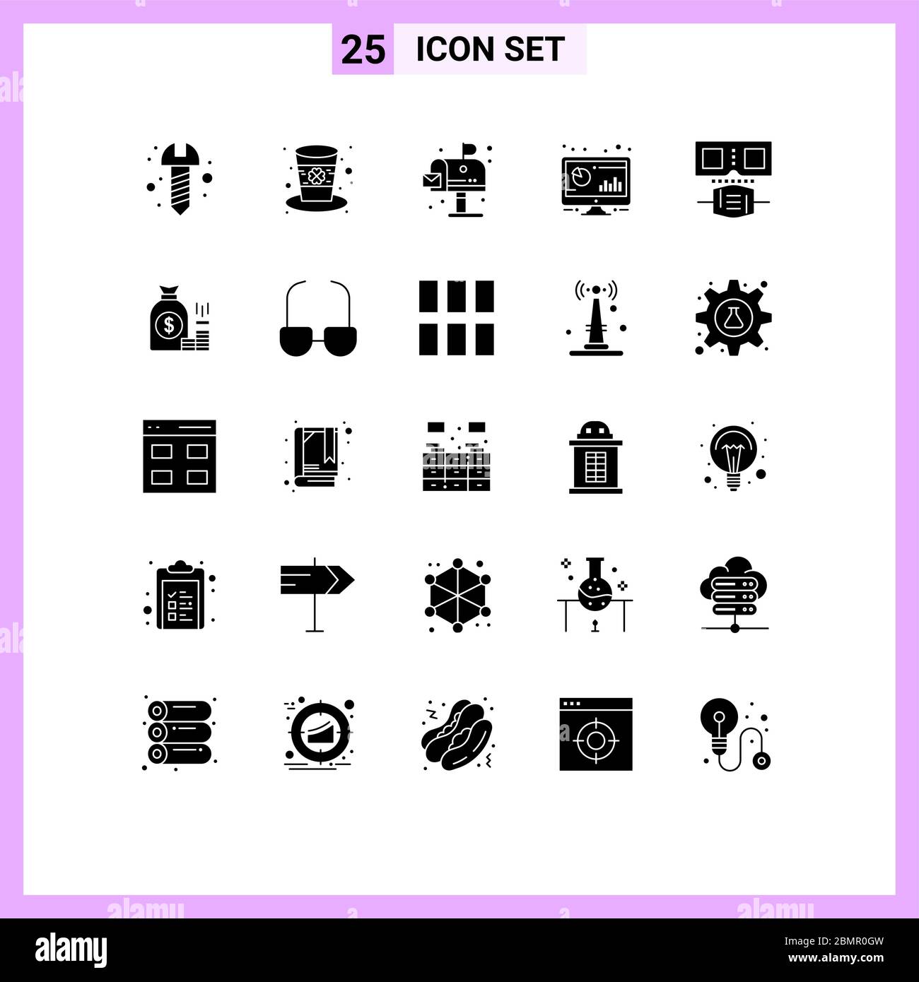 Set of 25 Modern UI Icons Symbols Signs for mask, pc, environment ...