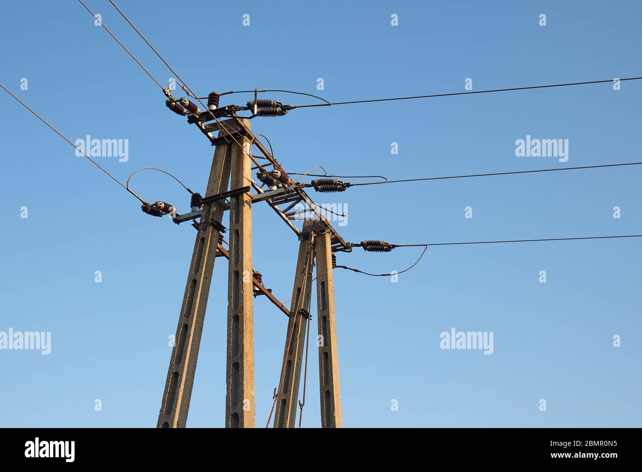 Electric line column Stock Photo - Alamy