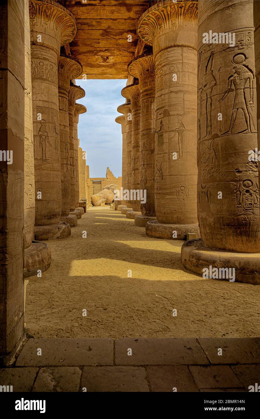Looking through the columns of the Hypostyle Hall of the Ramesseum ...