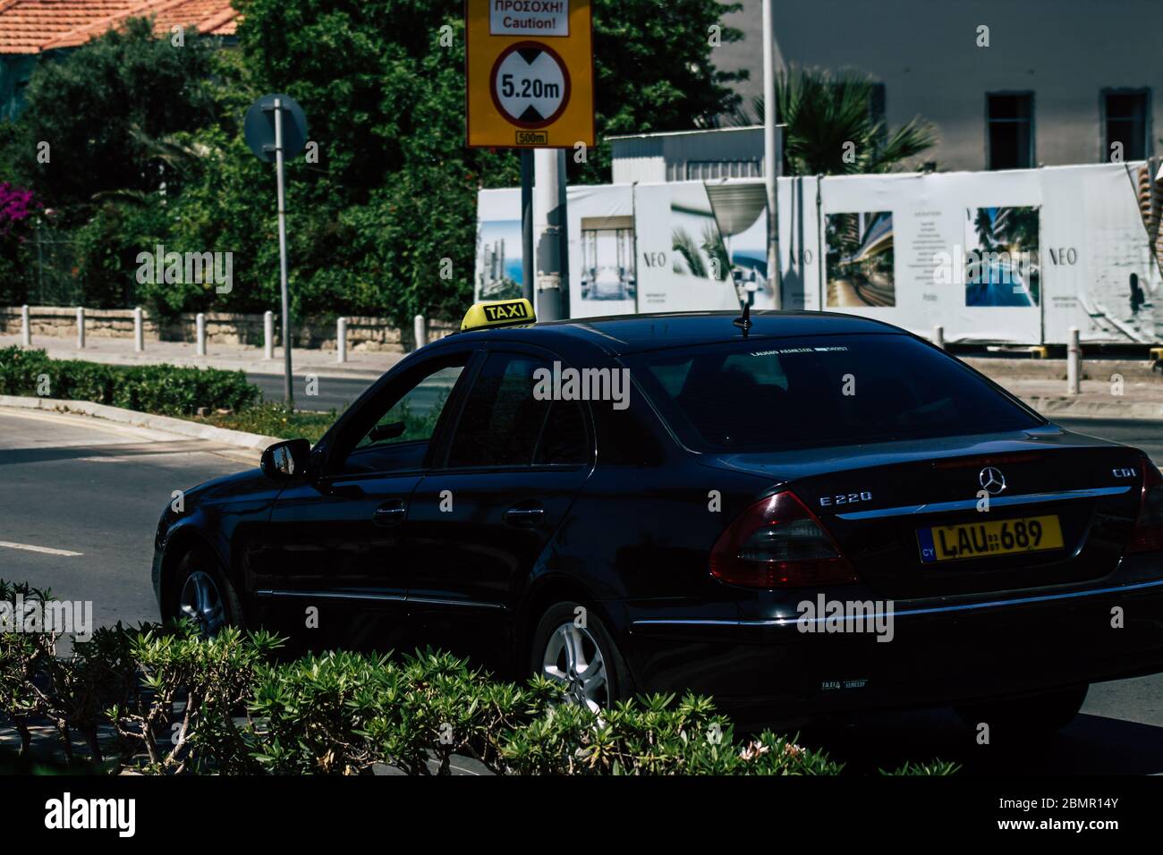 Limassol Cyprus May 10, 2020 View of a traditional Cypriot taxi rolling ...