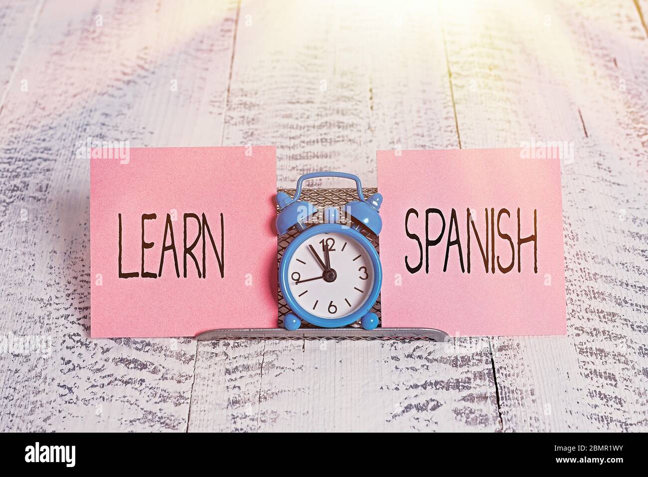 Writing note showing Learn Spanish. Business concept for Translation ...