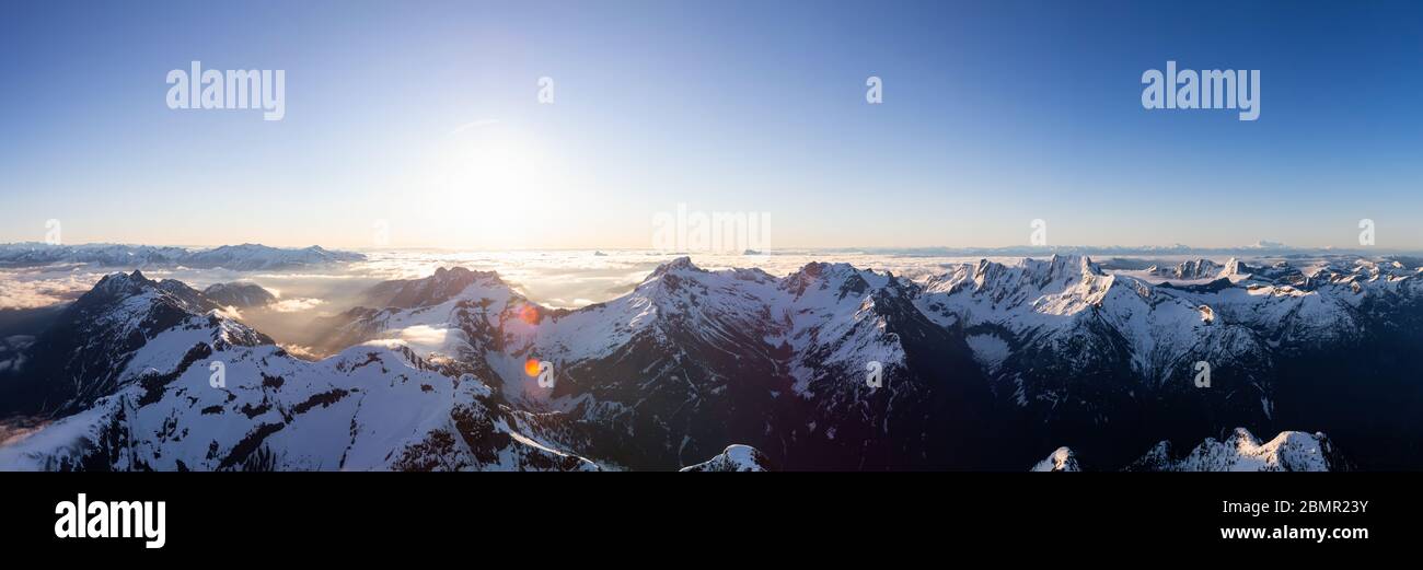 Aerial Panoramic View of Remote Canadian Mountain Landscape during ...
