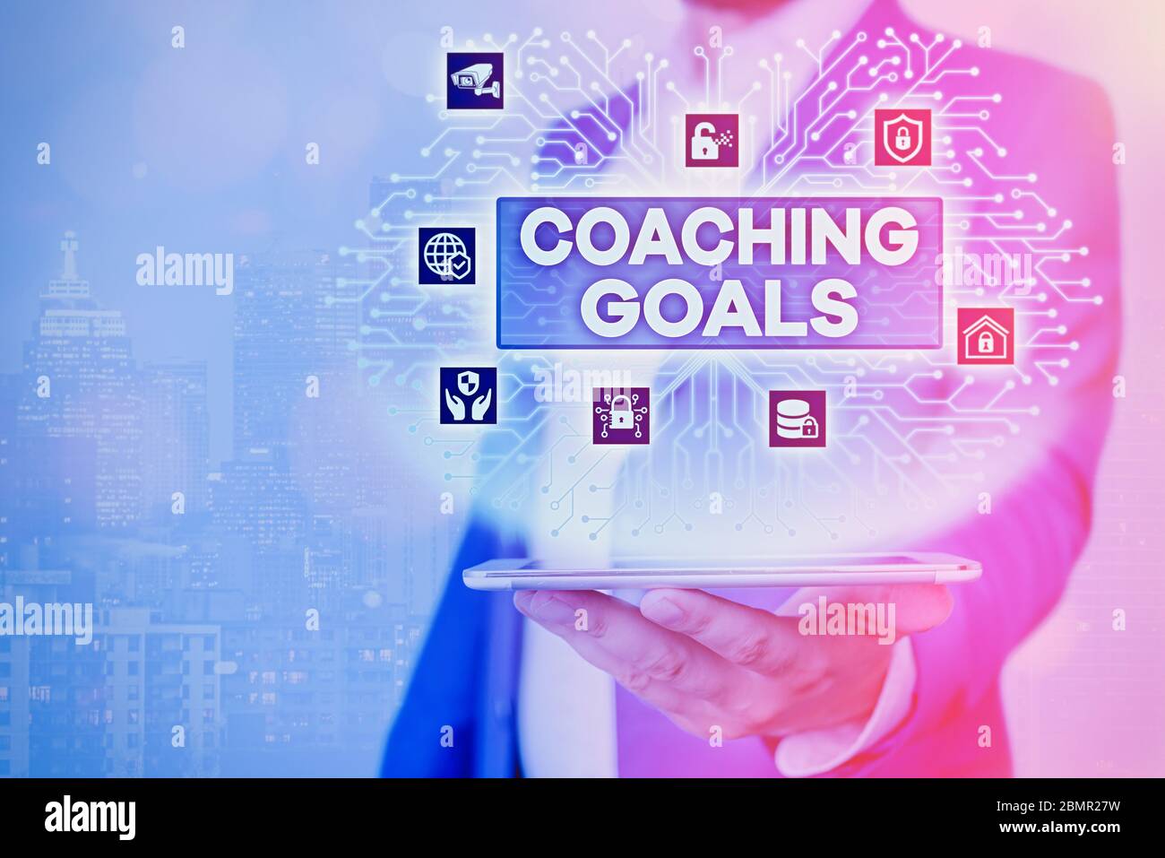 Text sign showing Coaching Goals. Business photo showcasing Empowers ...