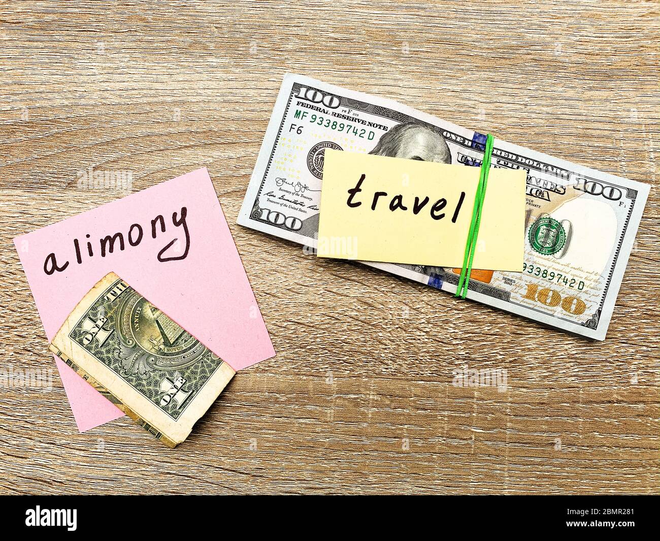 Concept of paying alimony, stack of money on the table Stock Photo - Alamy