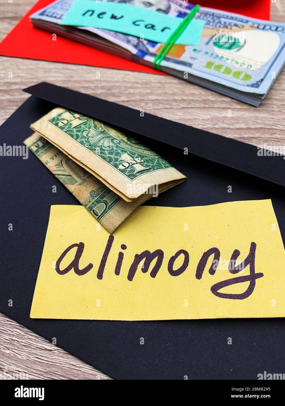 Concept of paying alimony, stack of money on the table Stock Photo - Alamy