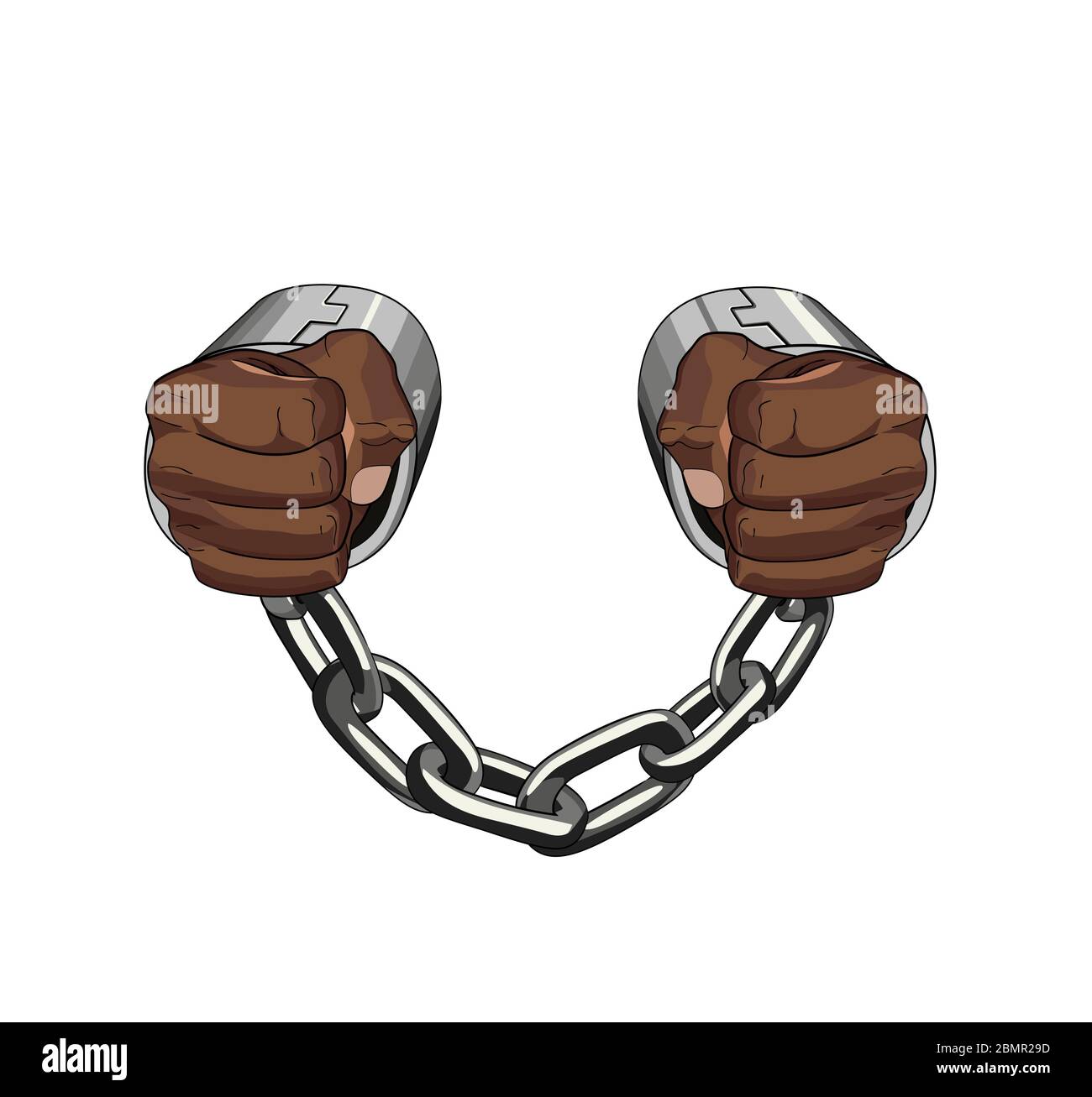 Chained african person. slave captive. Handcuffs. Vector graphic ...