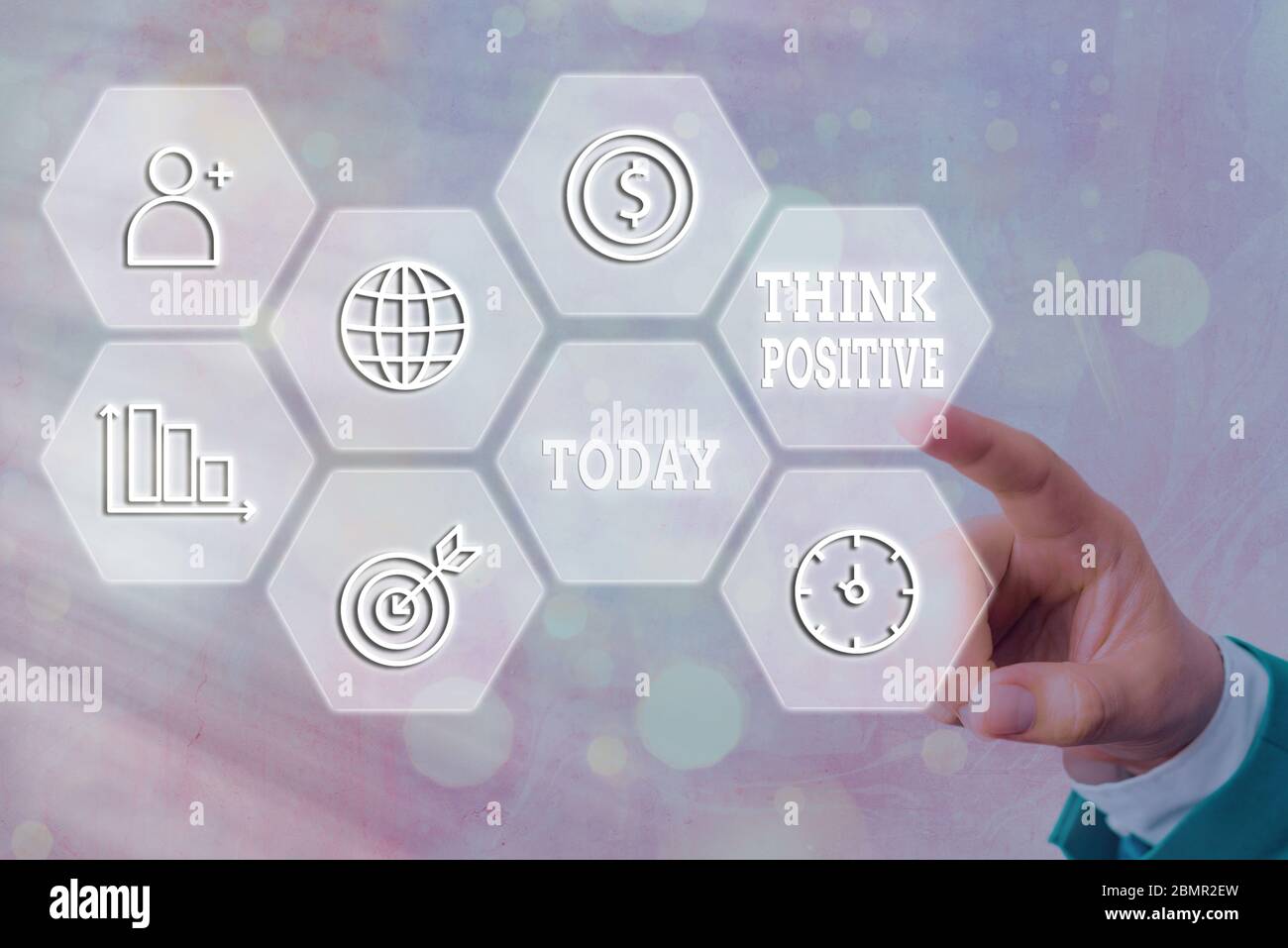 Text sign showing Think Positive. Business photo showcasing The ...