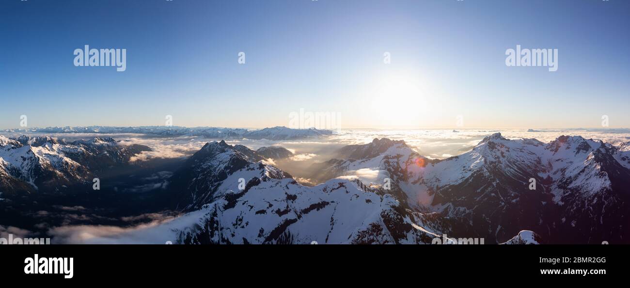 Aerial Panoramic View of Remote Canadian Mountain Landscape during ...
