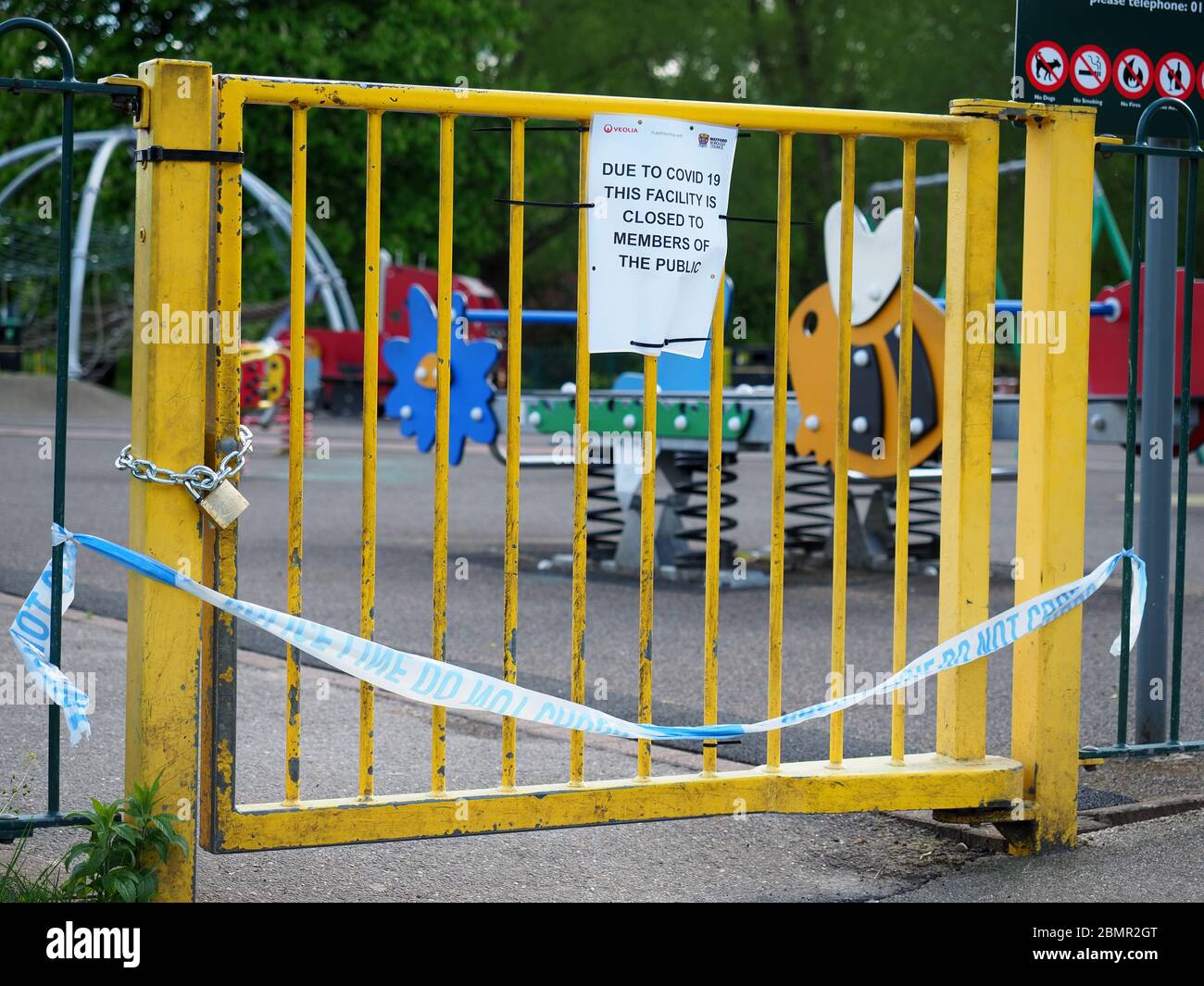 The locked gate to a children’s playground closed during the Covid 19 ...