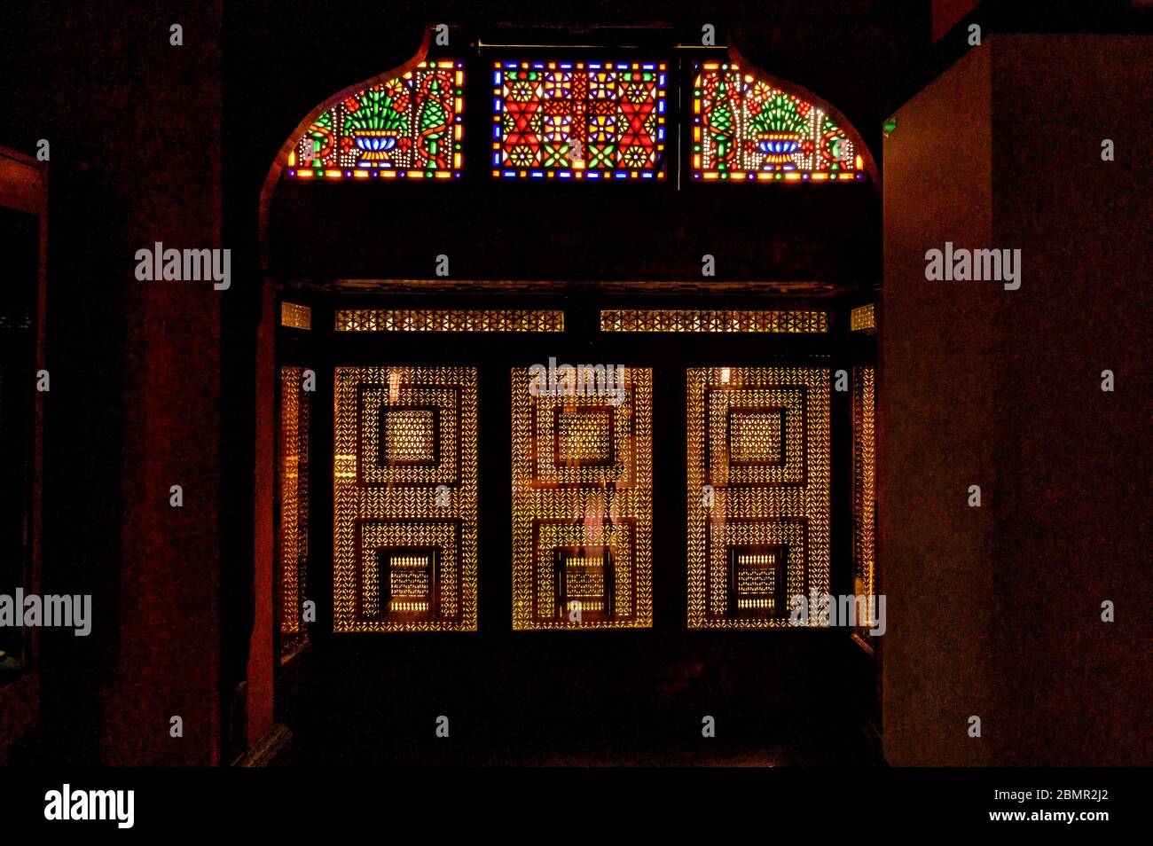 Room in the Coptic Museum lit up via light streaming through the wooden ...