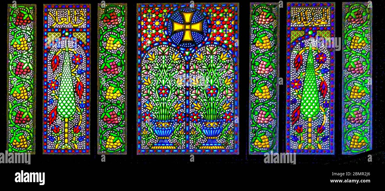Stained Glass window from the Coptic Museum in Cairo Stock Photo - Alamy
