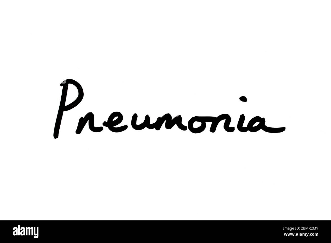 Pneumonia handwritten on a white background Stock Photo - Alamy