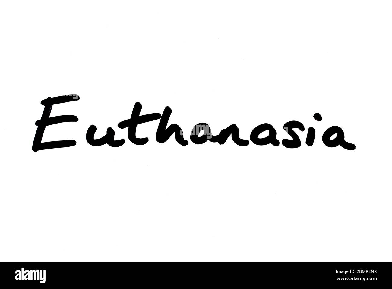 Euthanasia handwritten on a white background Stock Photo - Alamy
