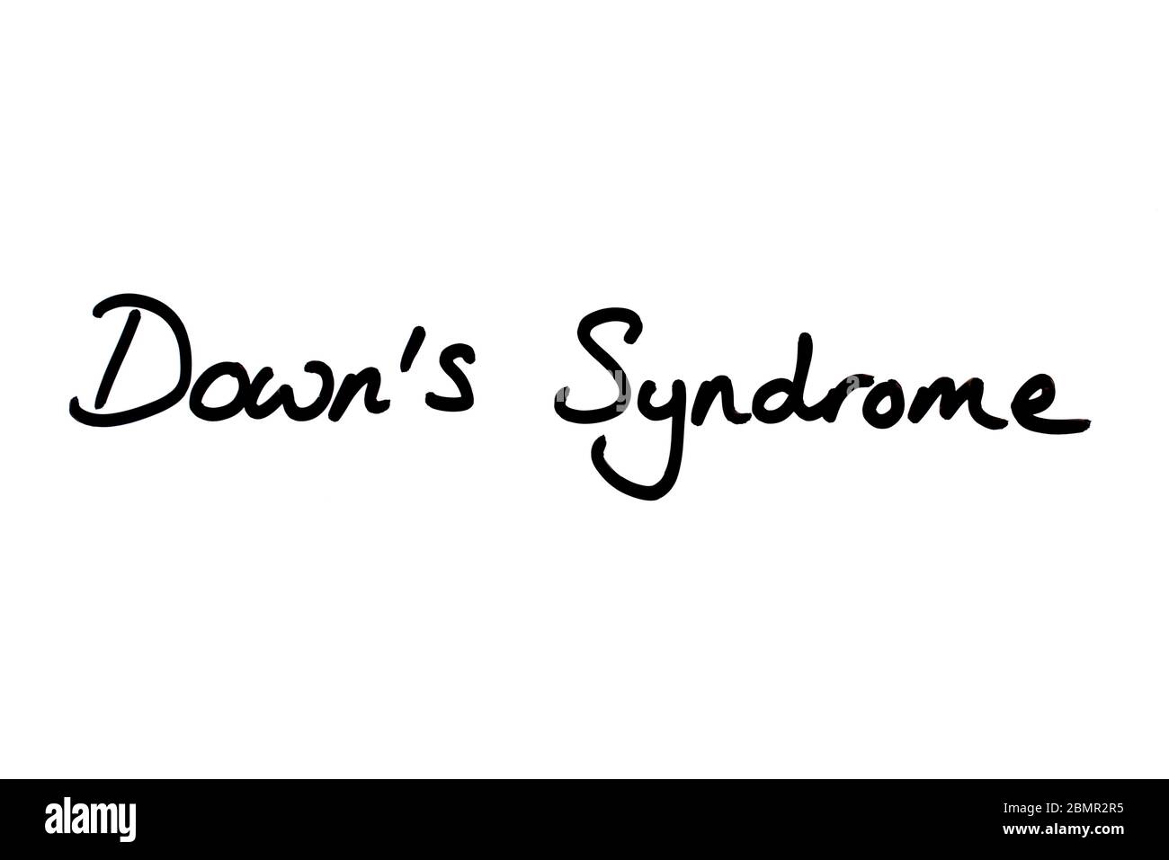 Downs Syndrome handwritten on a white background Stock Photo - Alamy