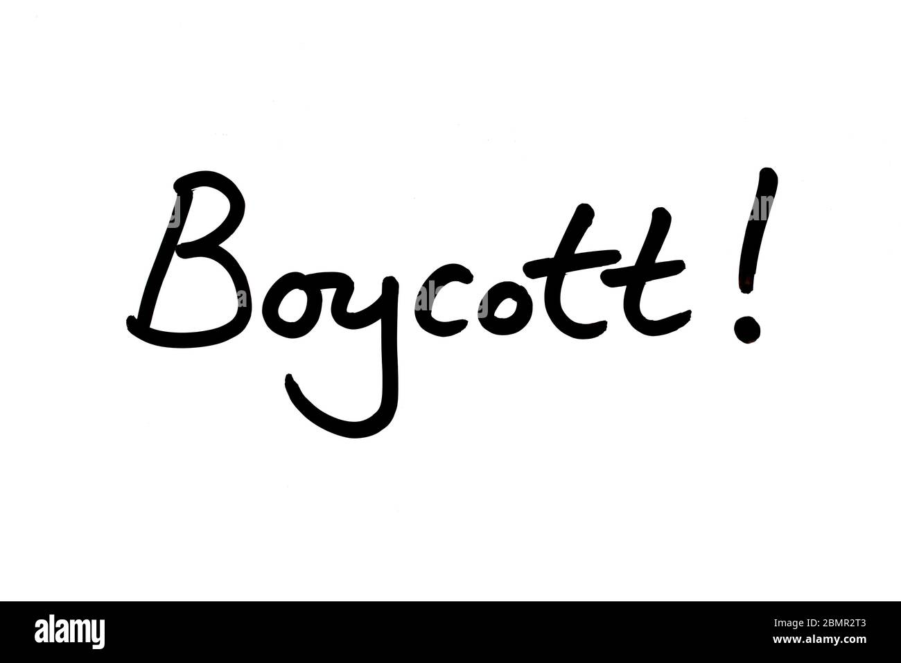 Boycott! handwritten on a white background Stock Photo - Alamy