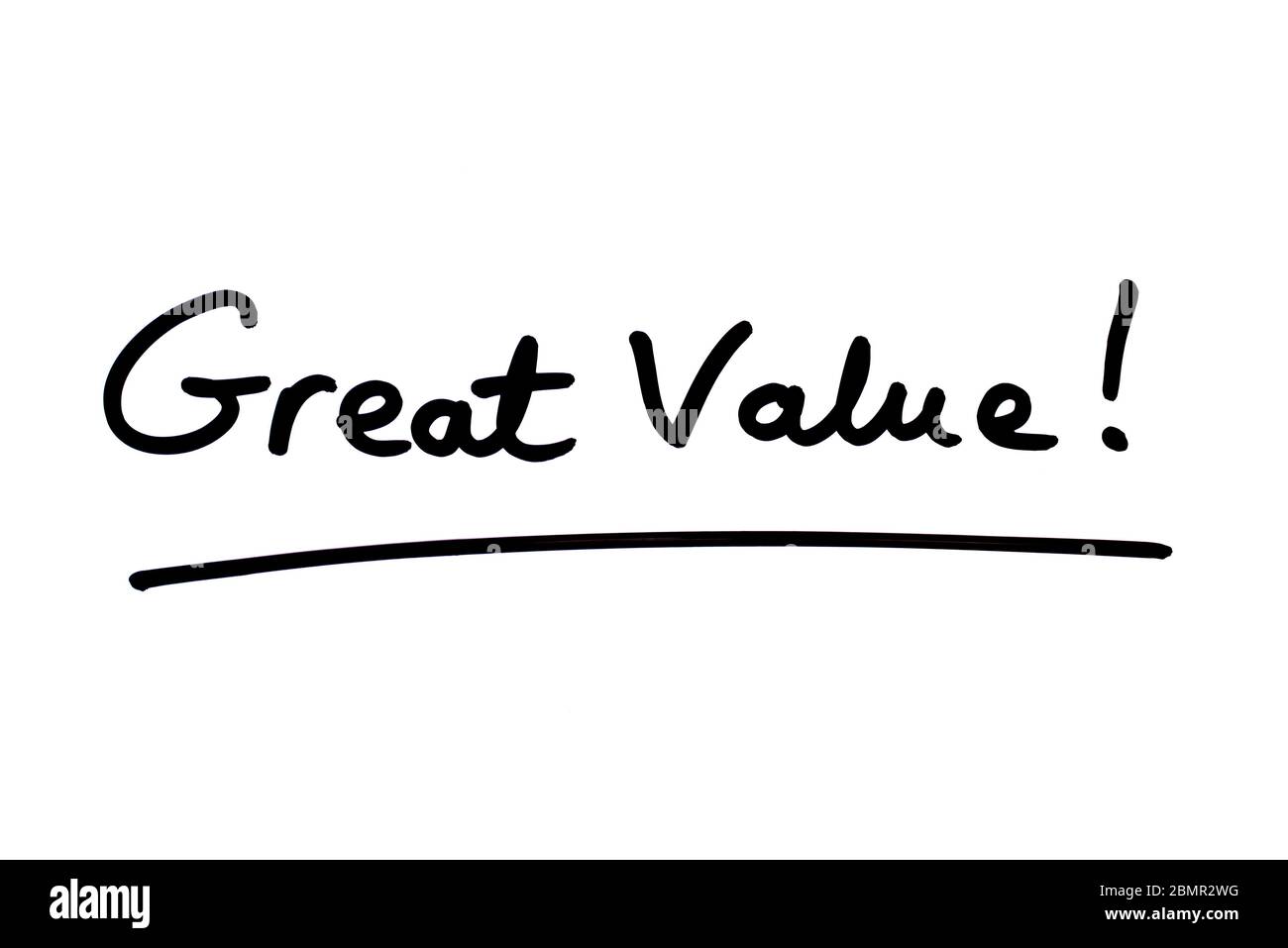 great-value-handwritten-on-a-white-background-stock-photo-alamy