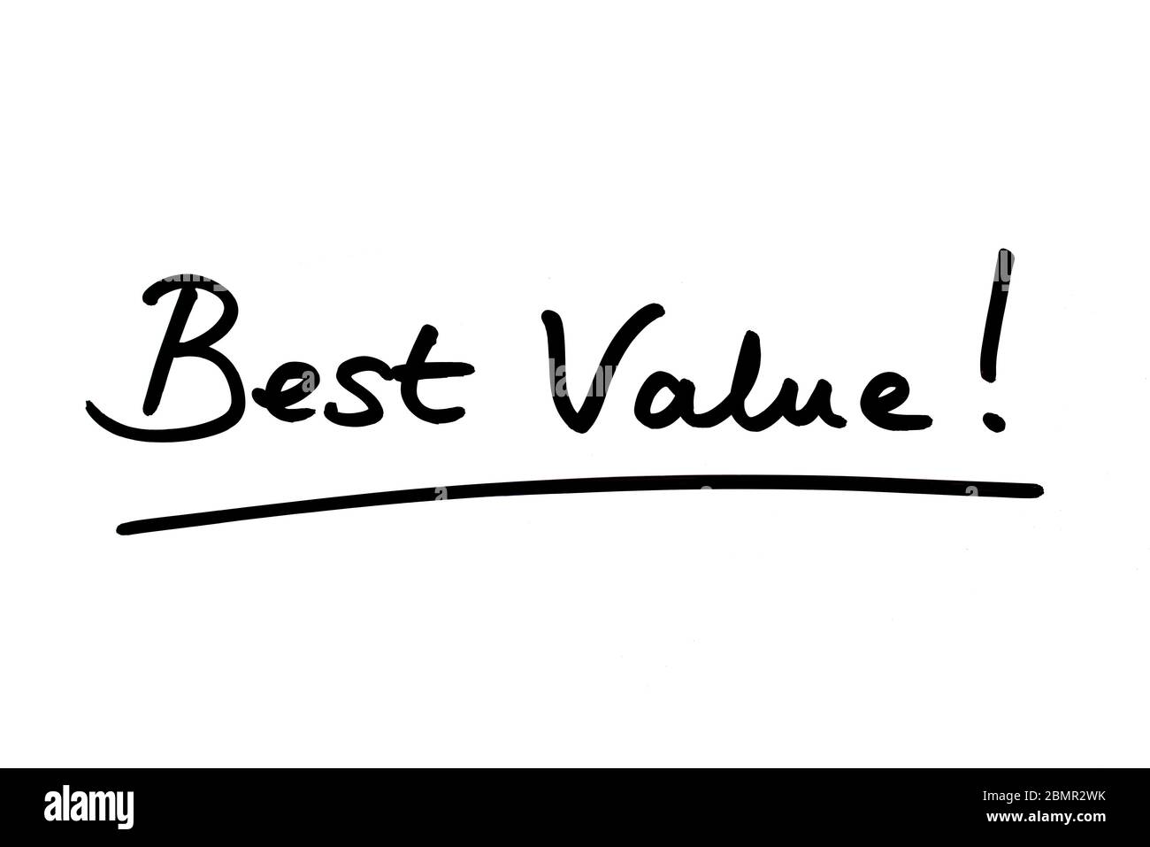 Best Value! handwritten on a white background Stock Photo - Alamy