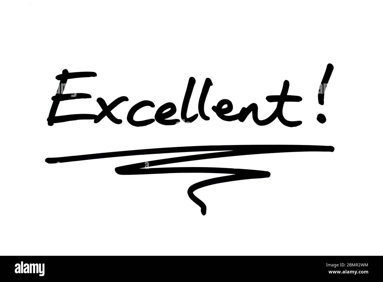 Excellent! handwritten on a white background Stock Photo - Alamy