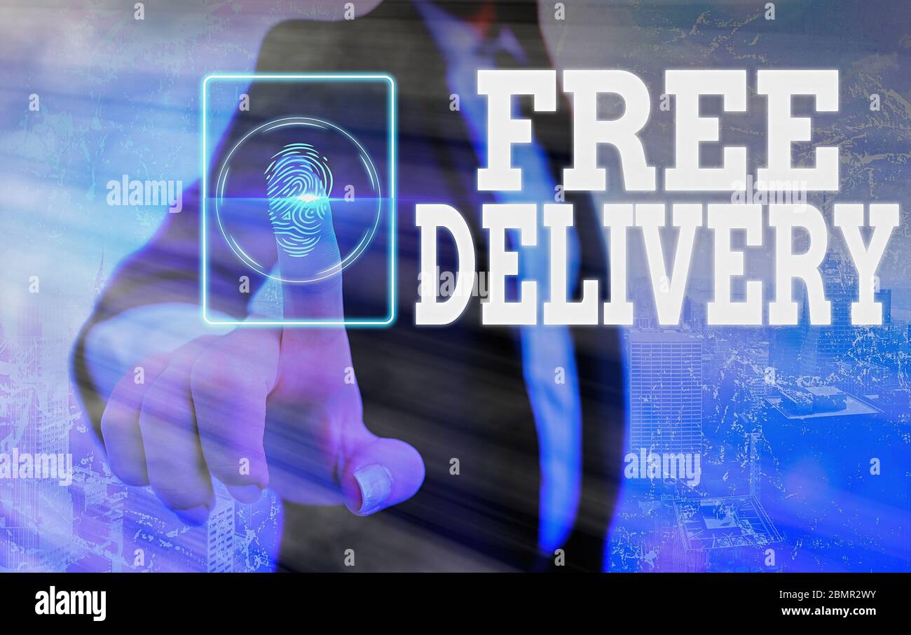Conceptual hand writing showing Free Delivery. Concept meaning Shipping ...