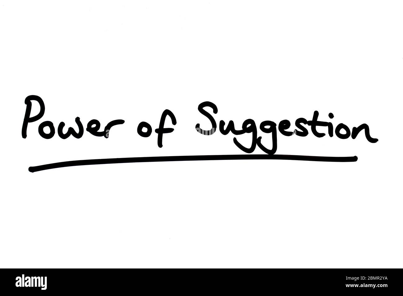 Power of Suggestion handwritten on a white background Stock Photo - Alamy