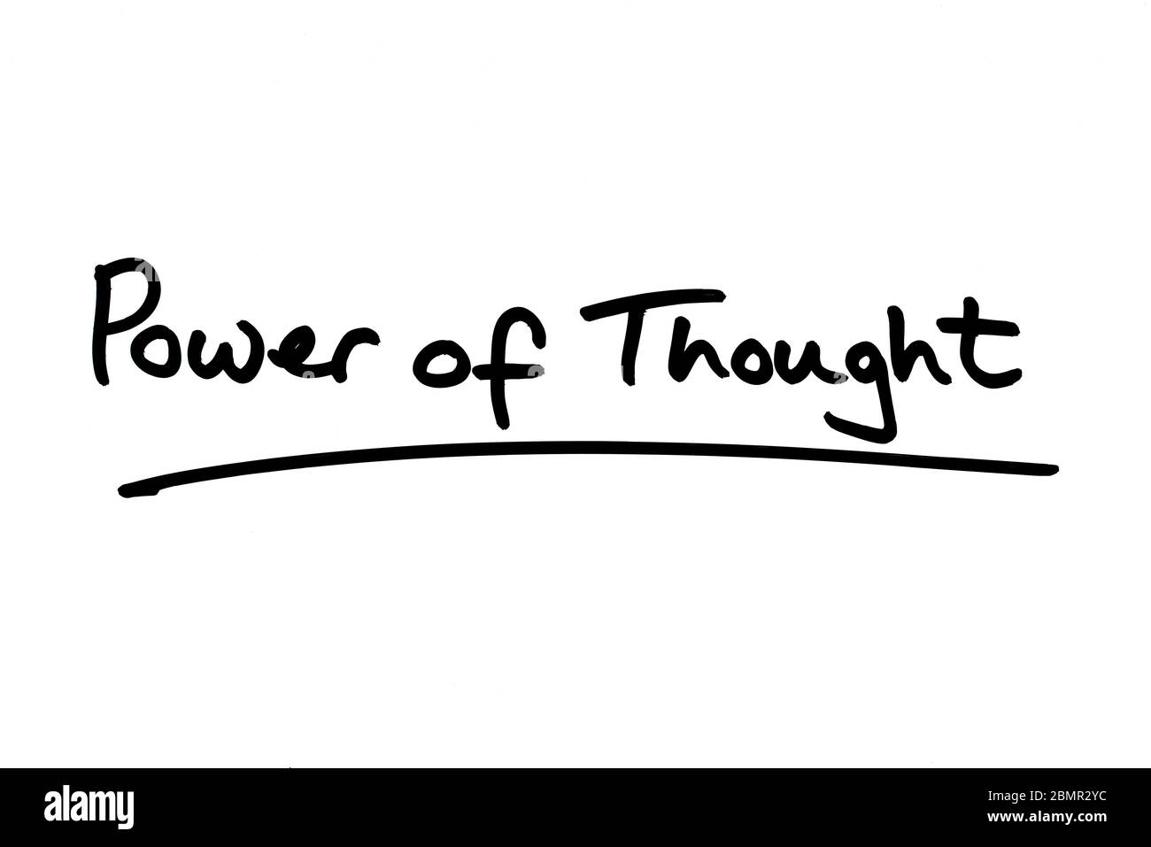 Power of Thought handwritten on a white background Stock Photo - Alamy