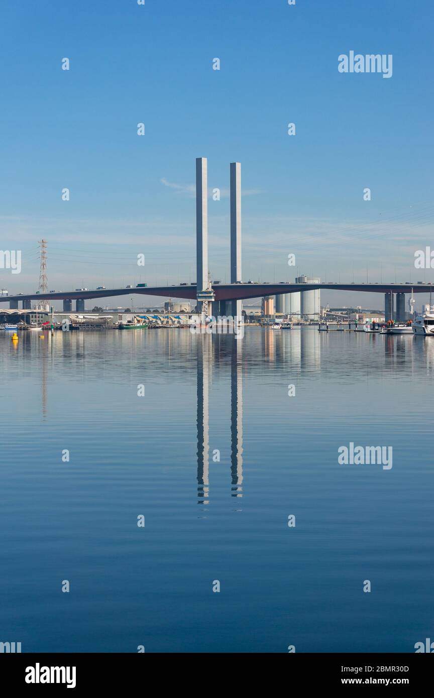 Moedrn bridge across the river. Bolte bridge in Dockalnds suburb of ...