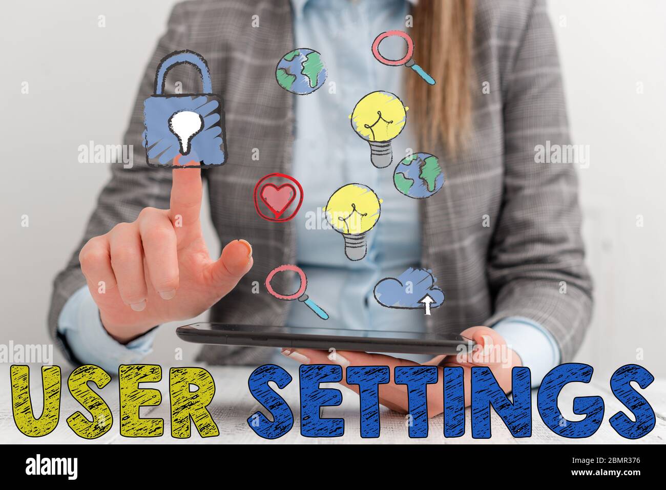 Conceptual hand writing showing User Settings. Concept meaning Configuration of appearance ...