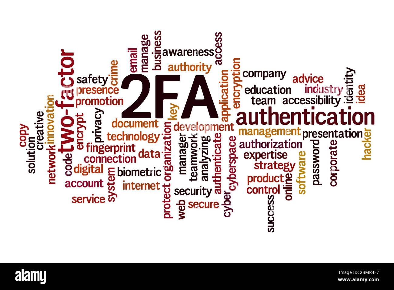 2FA word cloud concept on white background Stock Photo - Alamy