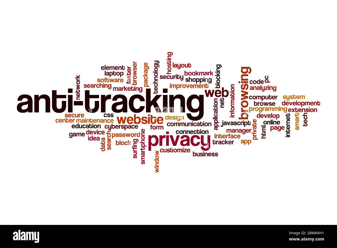 Anti-tracking word cloud concept on white background Stock Photo - Alamy